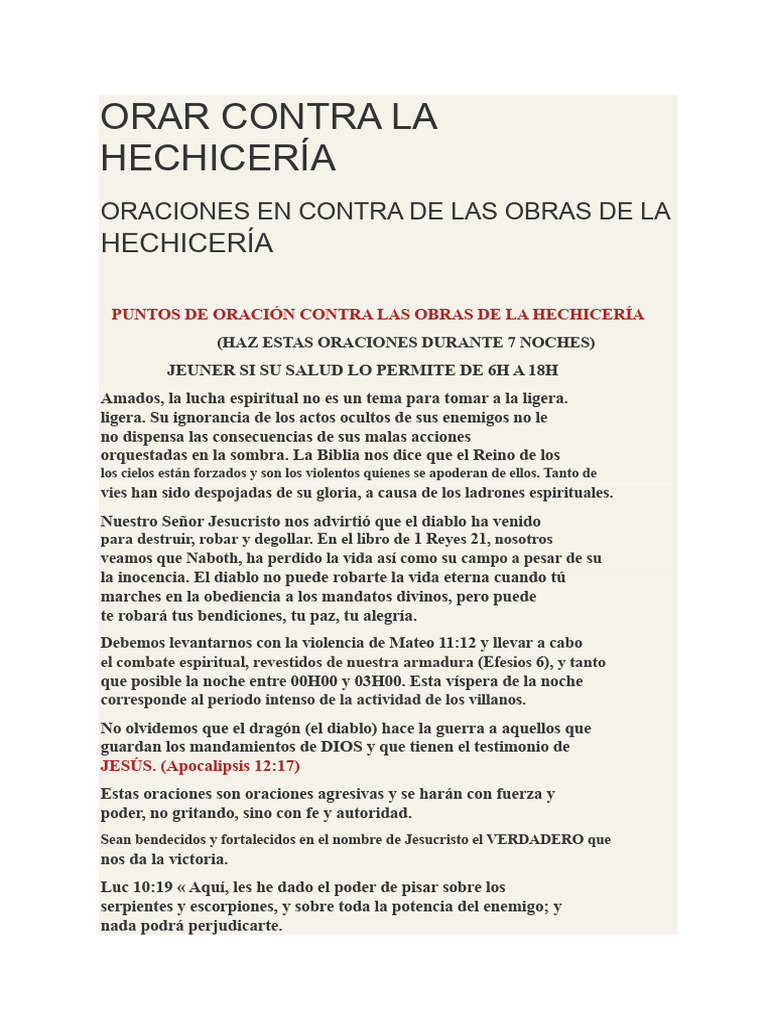 ORAR CONTRA LA BRUJERÍA | PDF | Oración | Brujería