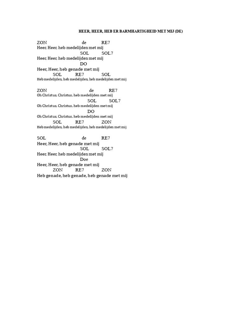 HEER, HEER, Heb Genade Met Mij | PDF