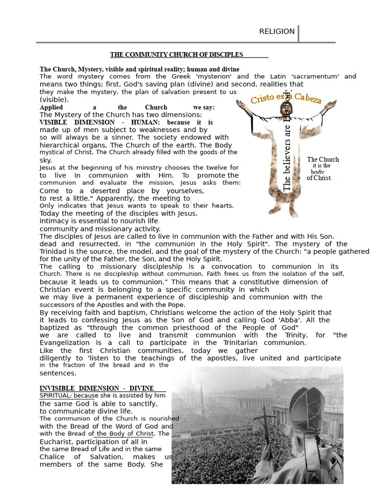 The Church Community of Disciples 3rd Year Religion | PDF | Eucharist ...