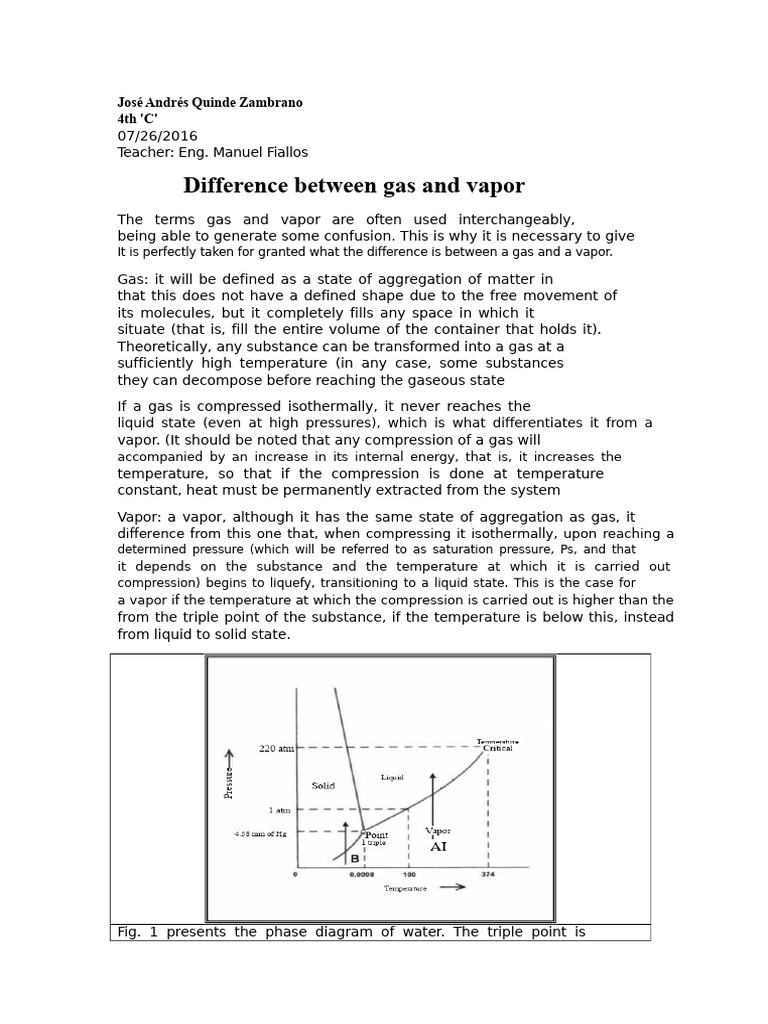 Gas vs. Vapor: Key Differences Explained | PDF | Gases | Vapor