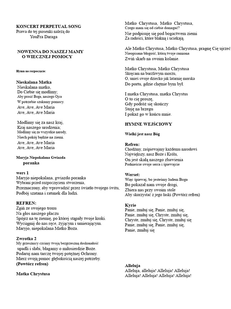 Perpetual Song Line Up | PDF