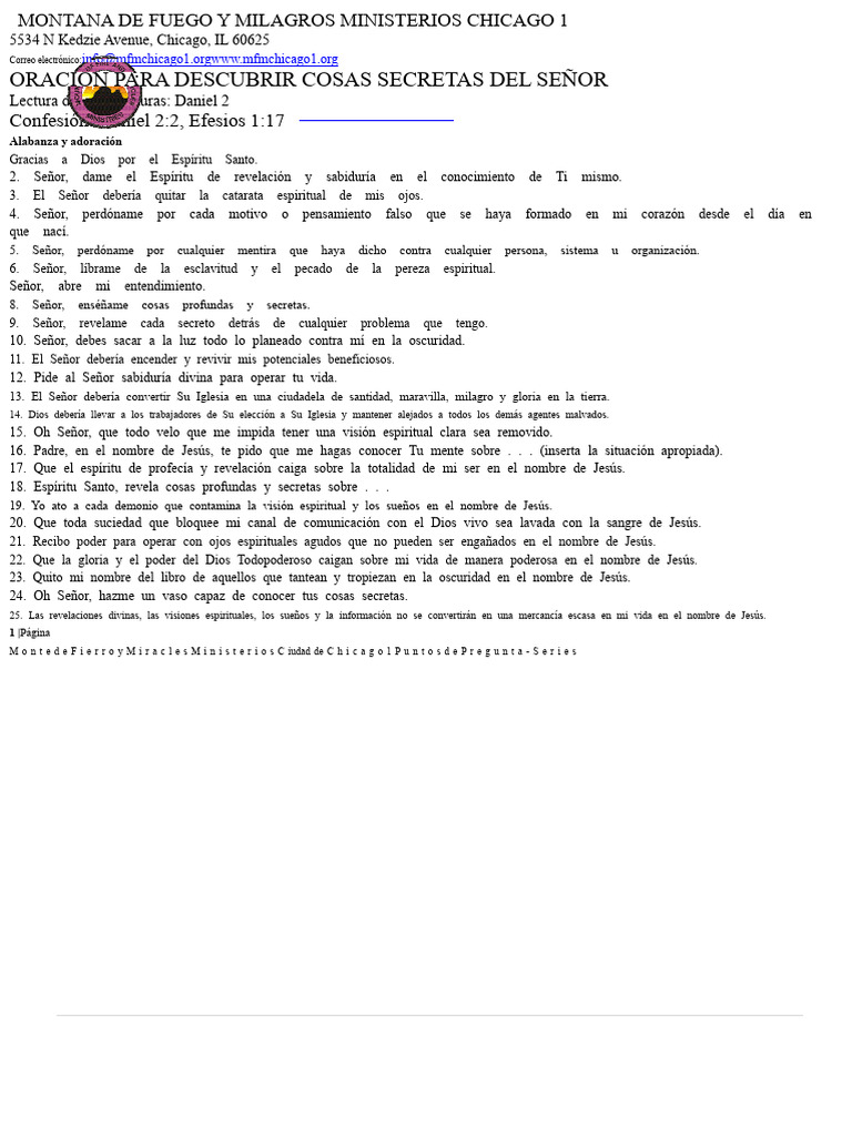 Oración para Descubrir Cosas Secretas Del Señor PDF | PDF | Oración | Jesús