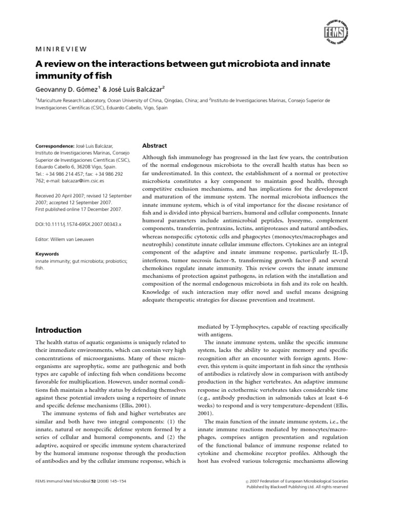 Gut Microbiota and Fish Immunity | PDF | Wellness | Technology ...