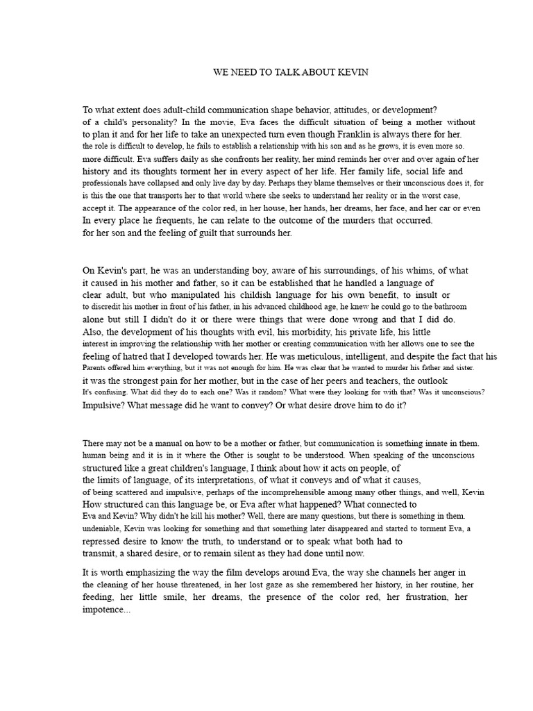 Understanding Kevin's Complex Nature | PDF | Thought | Empathy