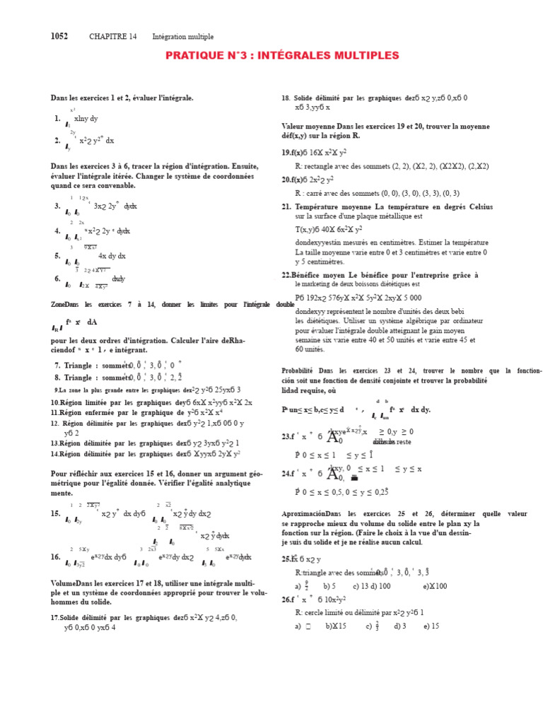 Intégrales Multiples : Exercices et Révisions | PDF | Intégral ...