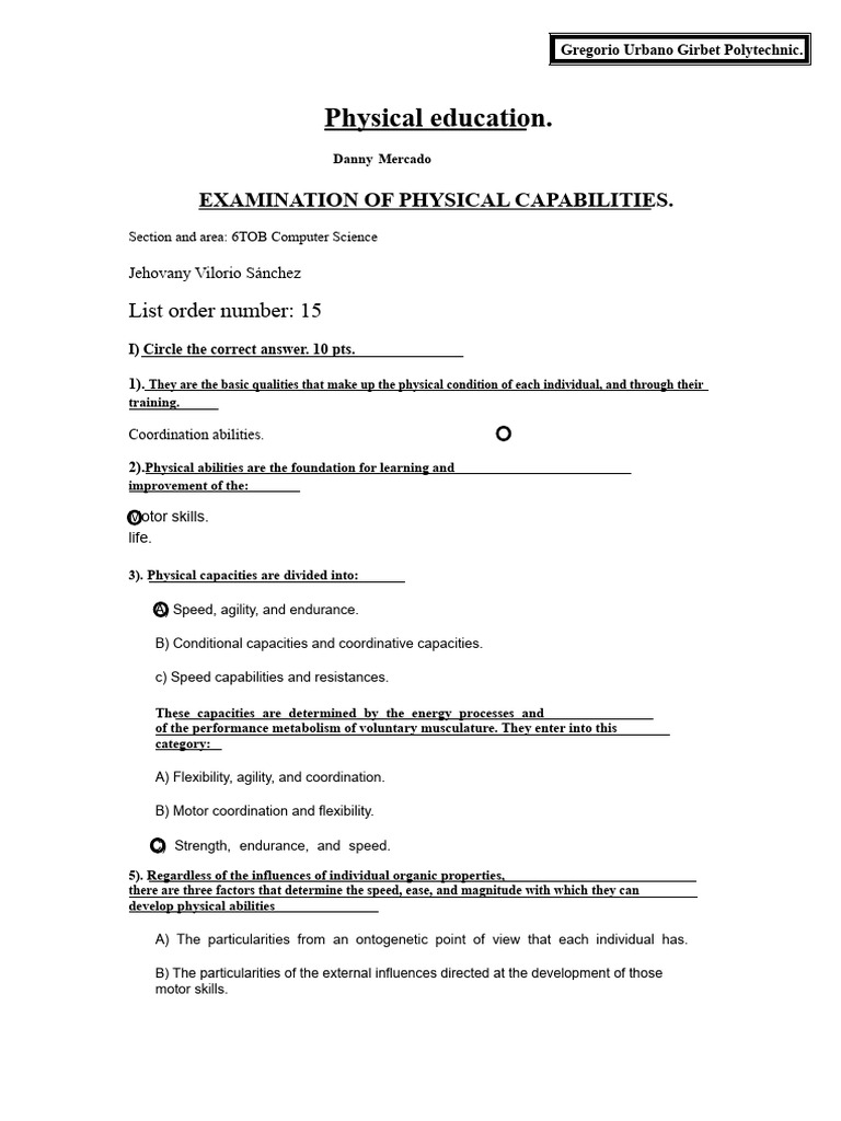 PHYSICAL ABILITIES EXAM. | PDF | Skill | Cognition