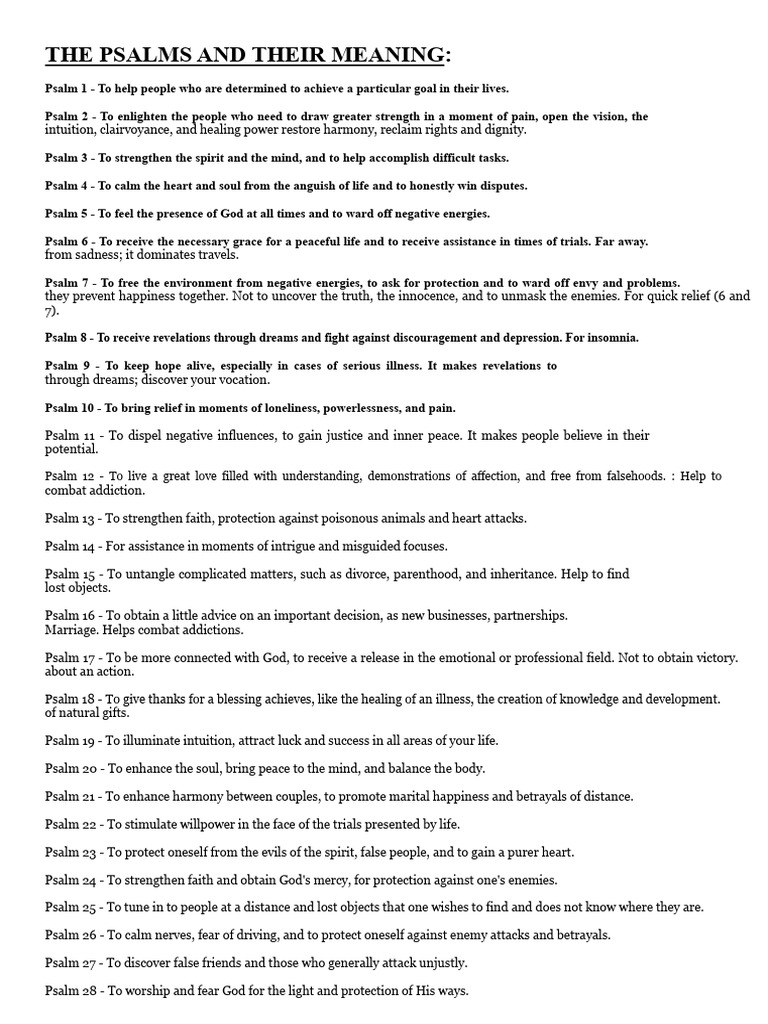 The Psalms and Their Meaning | PDF | Prayer | Love