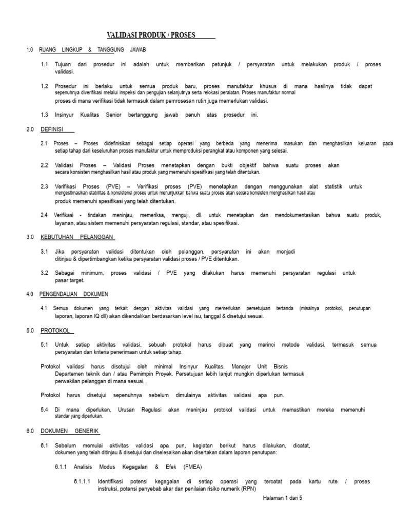 Validasi Produk - Proses | PDF