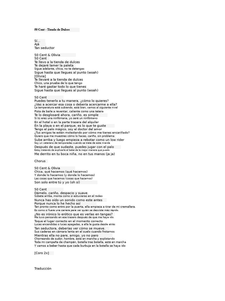 50 Cent: Tienda de Dulces - Letra y Temática | PDF