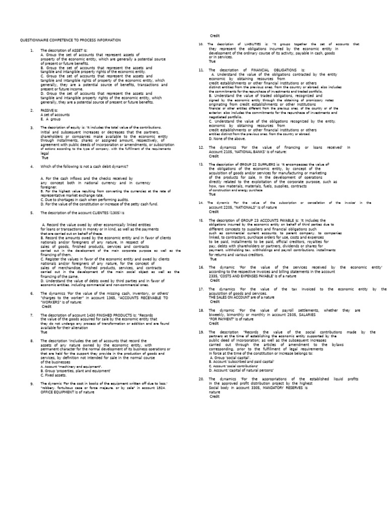 SENA Accounting Questionnaire | PDF | Invoice | Financial Services