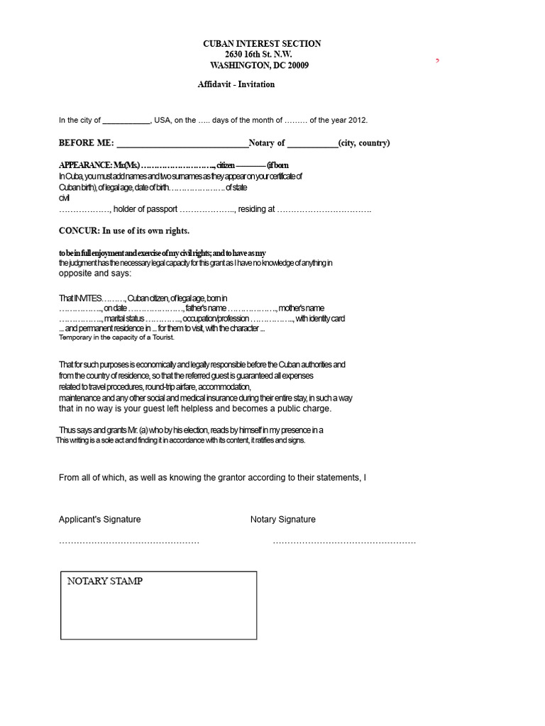 Invitation Letter Cubans 2 | PDF