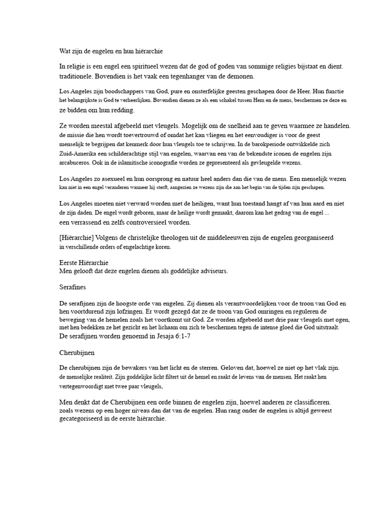 Wat Zijn de Engelen en Hun Hiërarchie | PDF