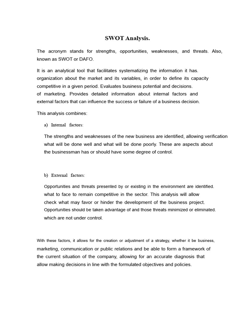 Integrating SWOT with Benchmarking Analysis | PDF | Swot Analysis | Benchmarking