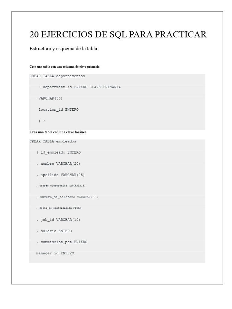 Ejercicios de SQL | PDF | SQL | Diseño de software