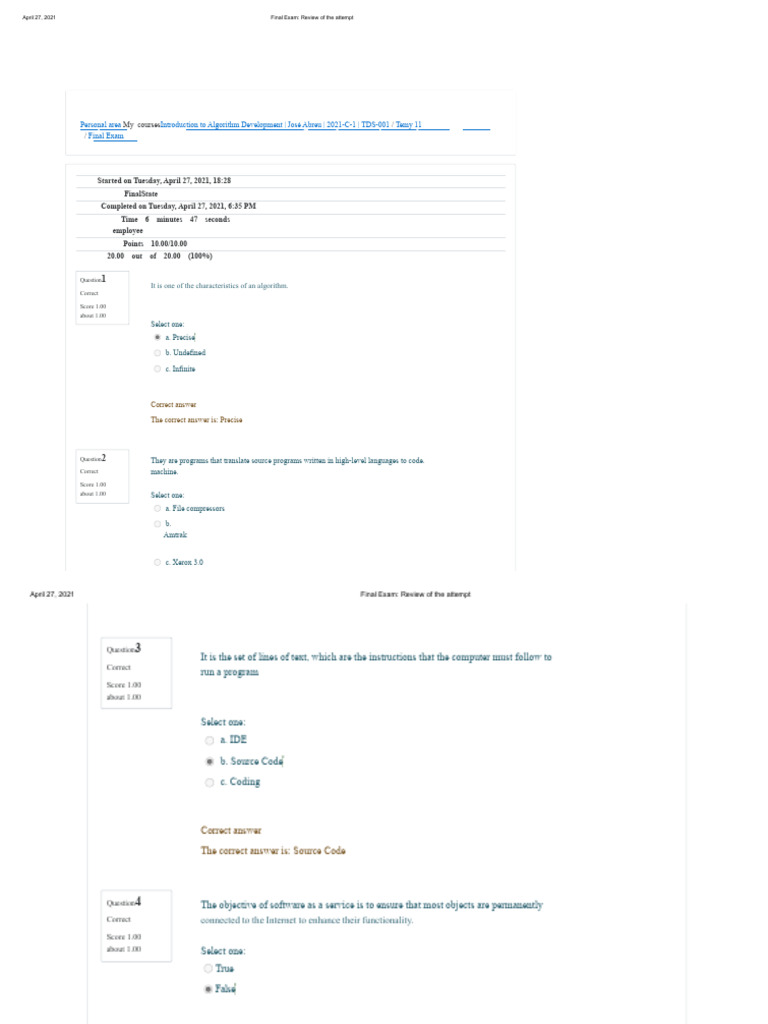 Final Exam - Review of The Attempt | PDF | Source Code | Computer ...