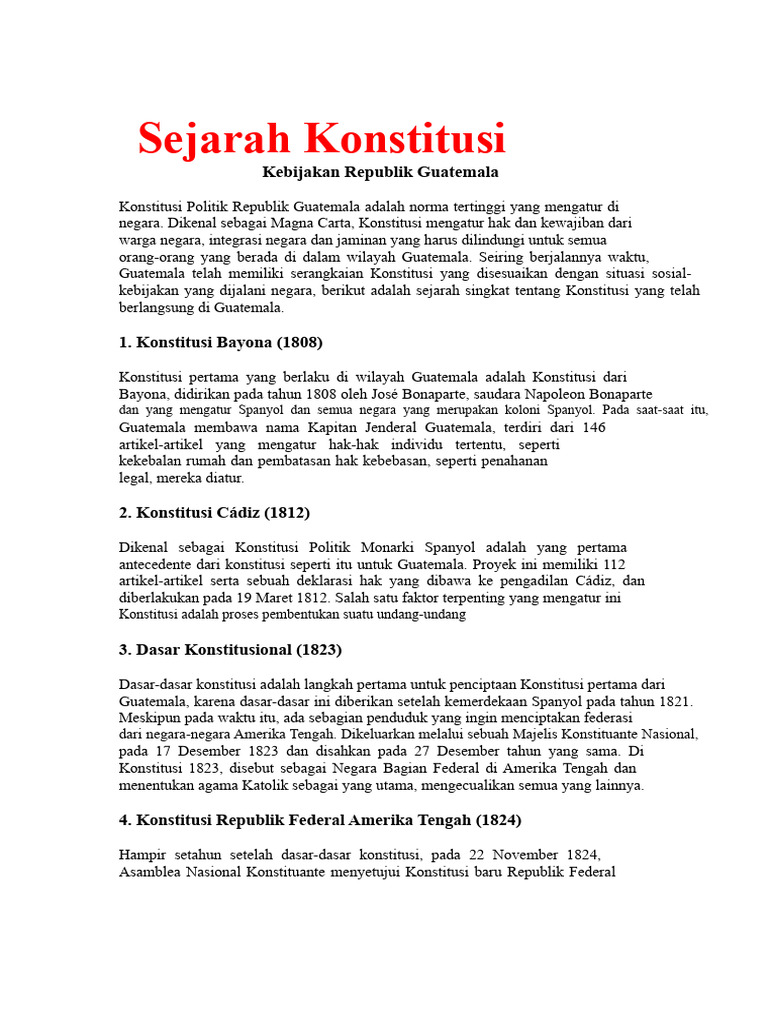 Sejarah Konstitusi Politik Republik Guatemala | PDF
