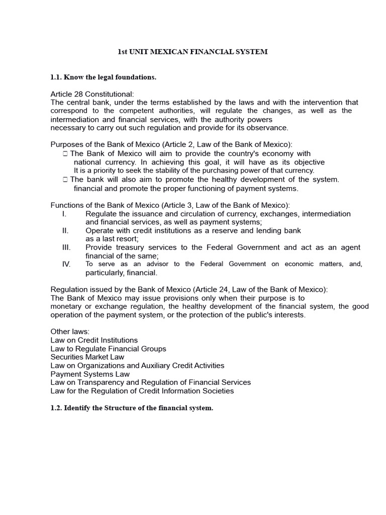 Overview of the Mexican Financial System | PDF | Insurance | Banks