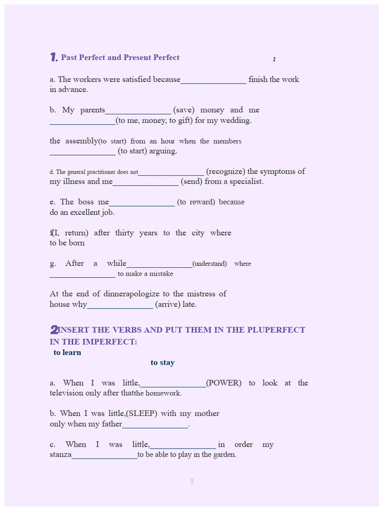 Present Perfect - Imperfect - Past Perfect. (g-2026) | PDF | Semantics ...