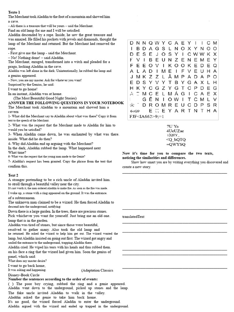 Aladdin and The Magic Lamp 4th and 5th Grade | PDF | Folklore | Fairy Tales