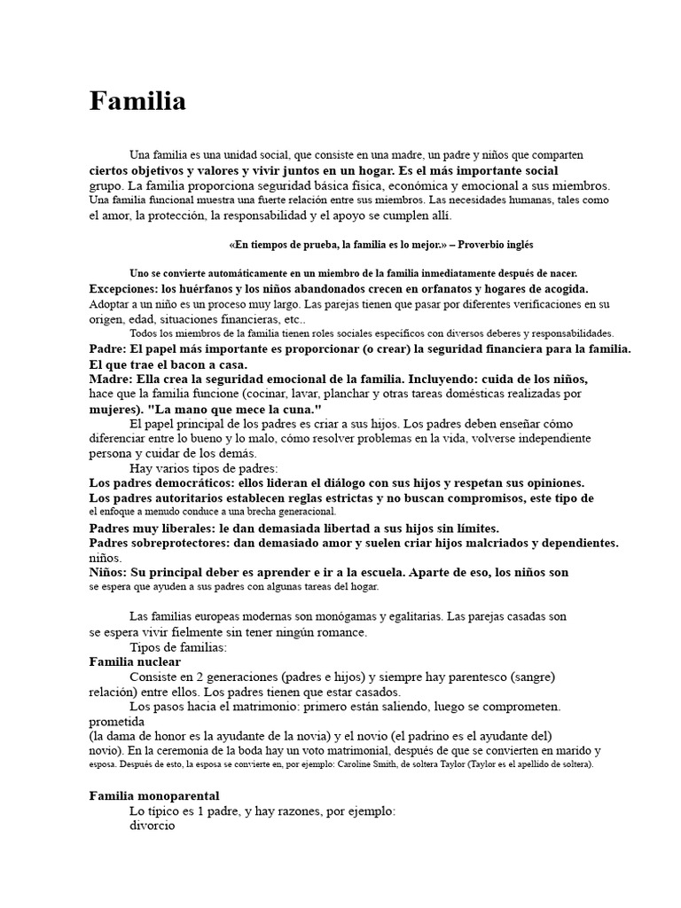 Tipos y Roles en la Familia Moderna | PDF | Familia | Matrimonio