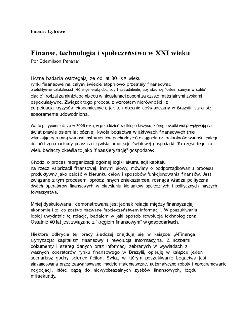 Finanse Cyfrowe - Edemilson Paraná | PDF