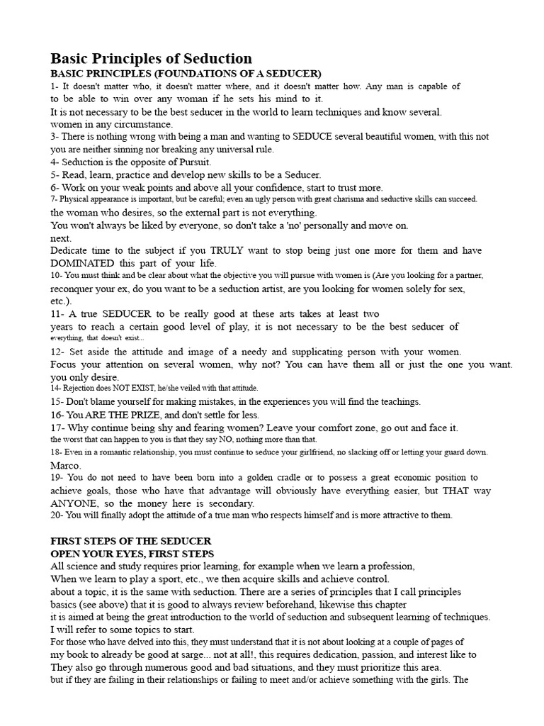 Basic Principles of Seduction | PDF | Seduction | Mind