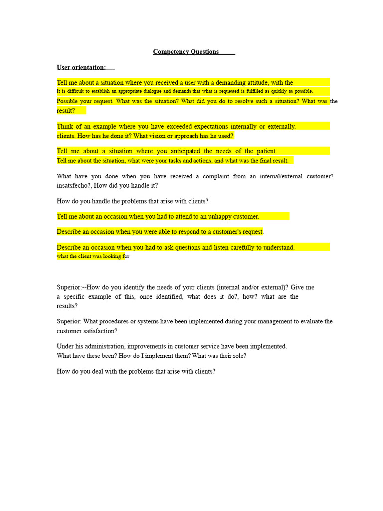 Questions For Each Competency | PDF | Leadership | Industrial And ...