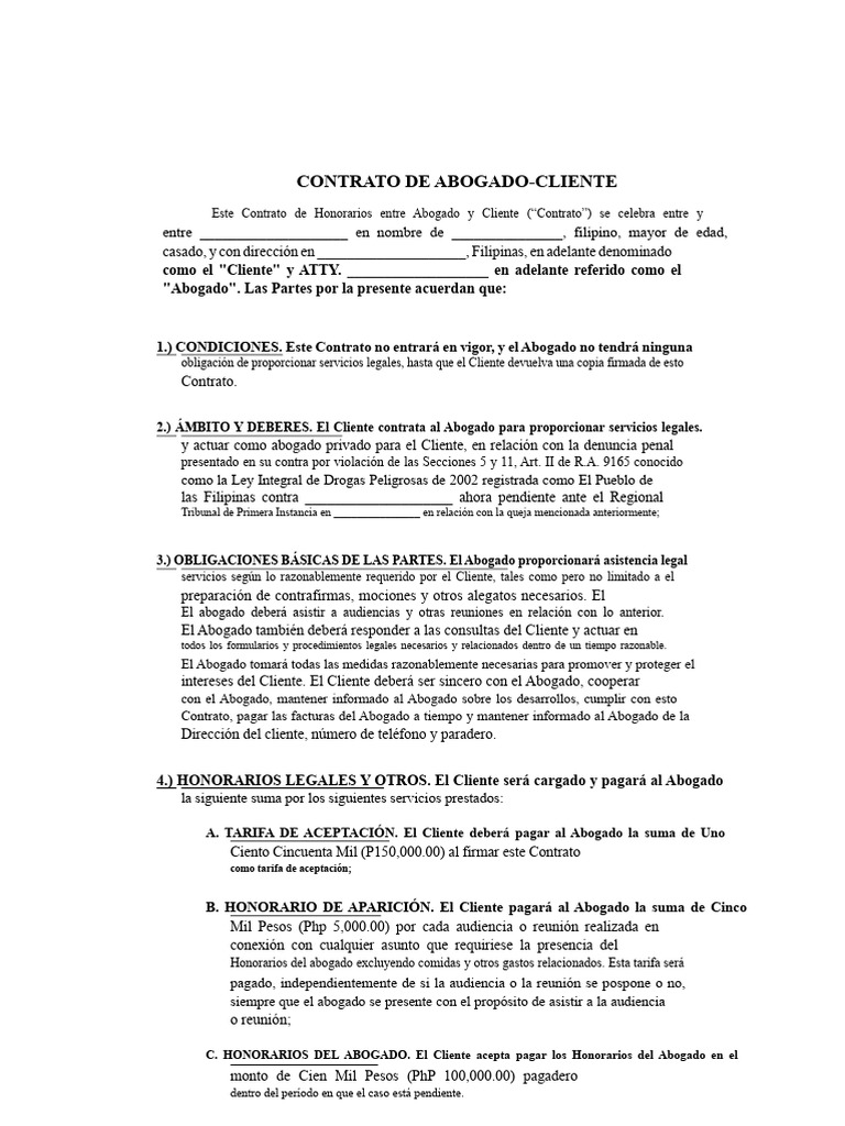 Contrato de Honorarios Abogado-Cliente | PDF | Gobierno | Justicia