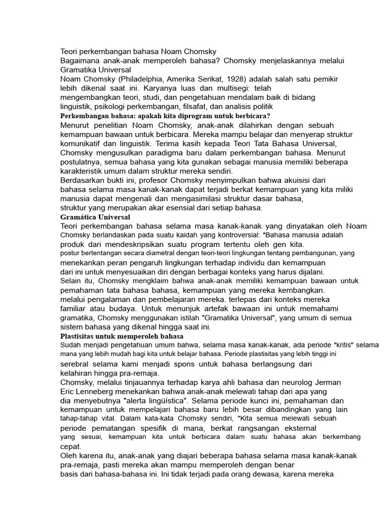 Teori Bahasa Chomsky dan Gramatika Universal | PDF