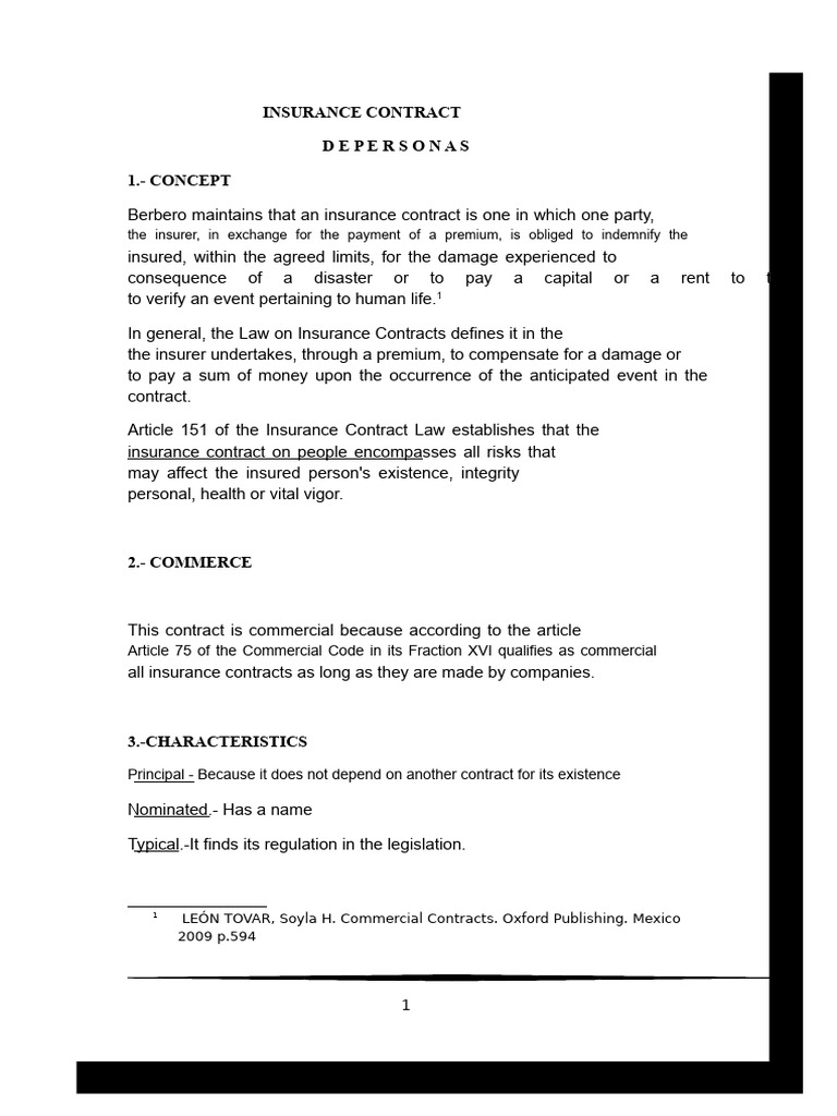 Personal Insurance Contract Overview | PDF | Insurance | Reinsurance