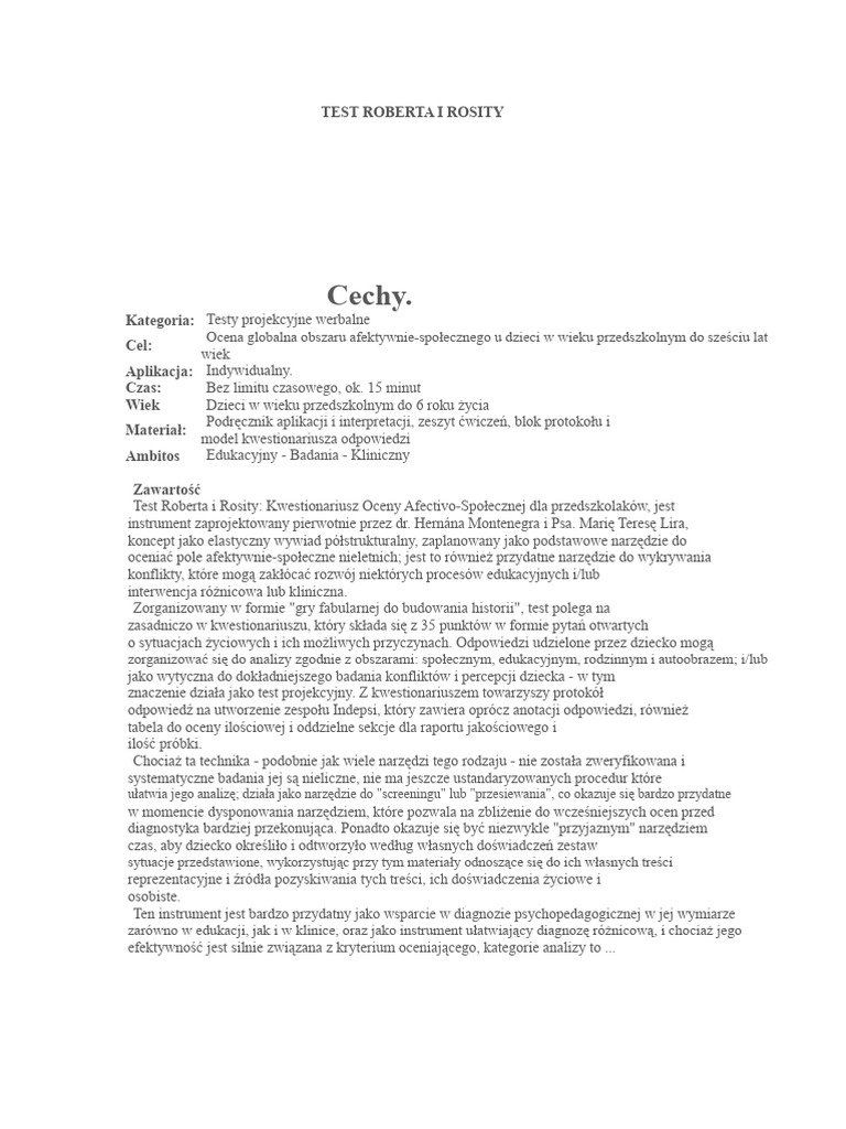 Test Roberta I Rosity | PDF