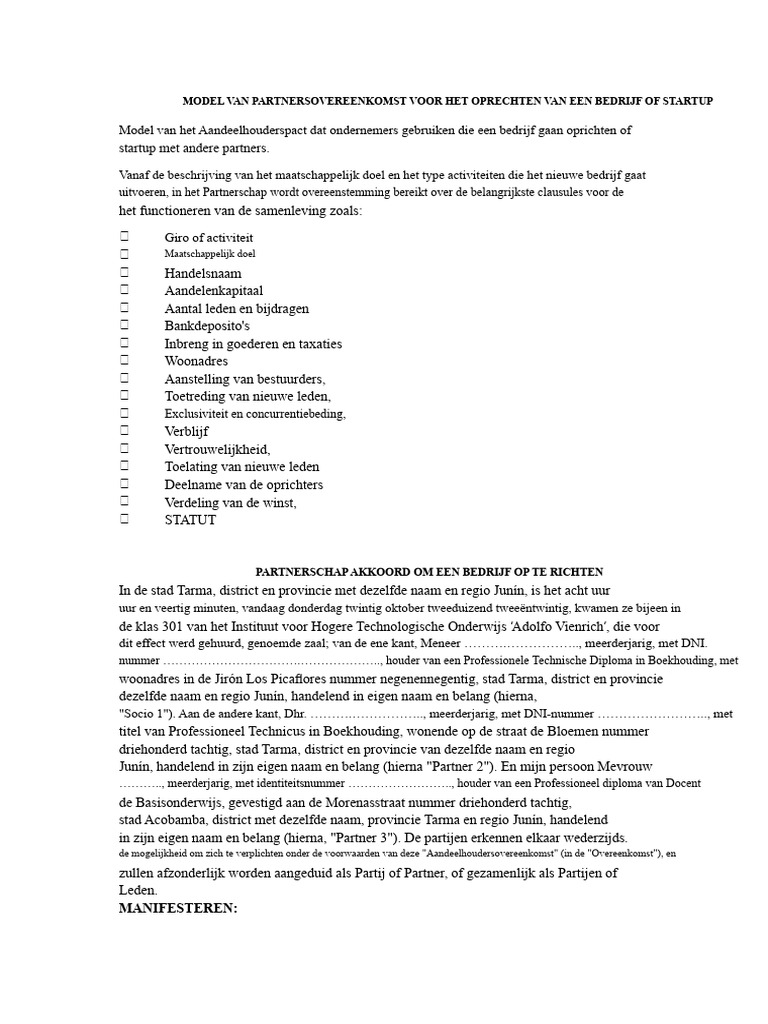 Sociaal Pact Model | PDF