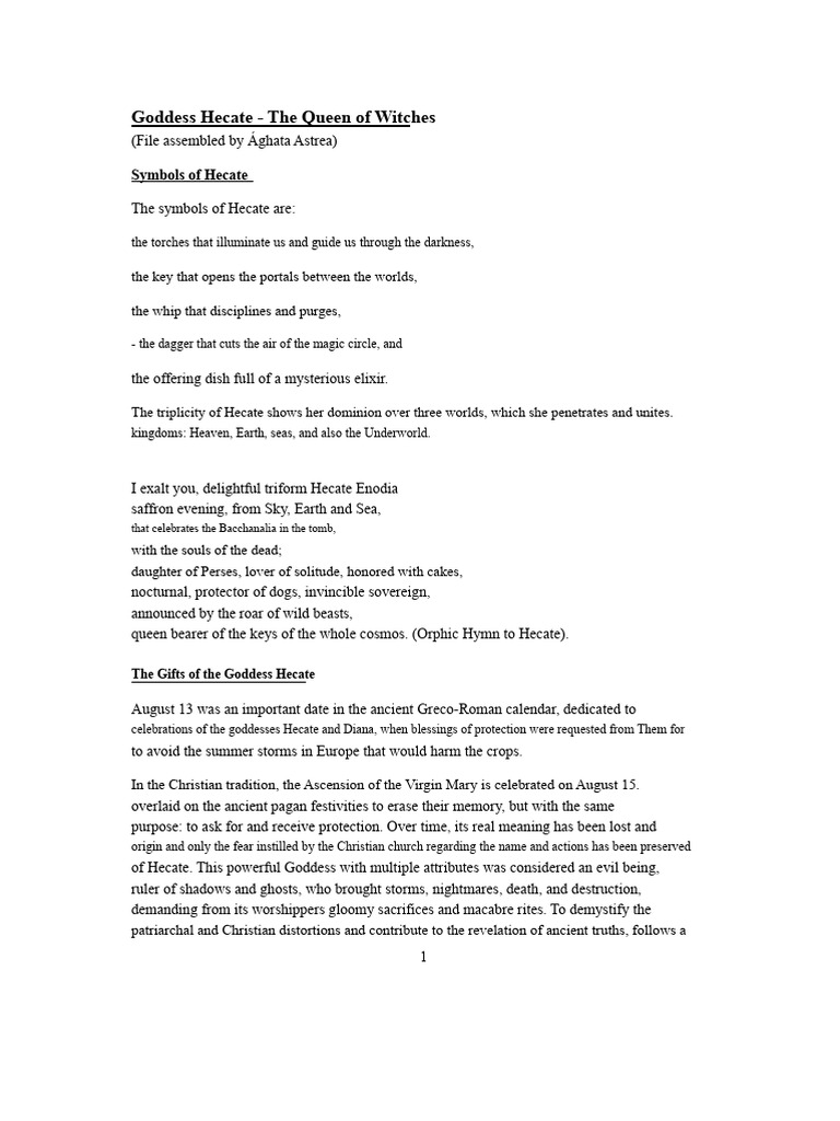 Hecate: The Queen of Witches Explained | PDF | Persephone | Hades