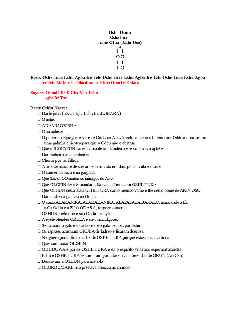 Significado de Oshé Otura e Eshú | PDF | Gatos | Câncer