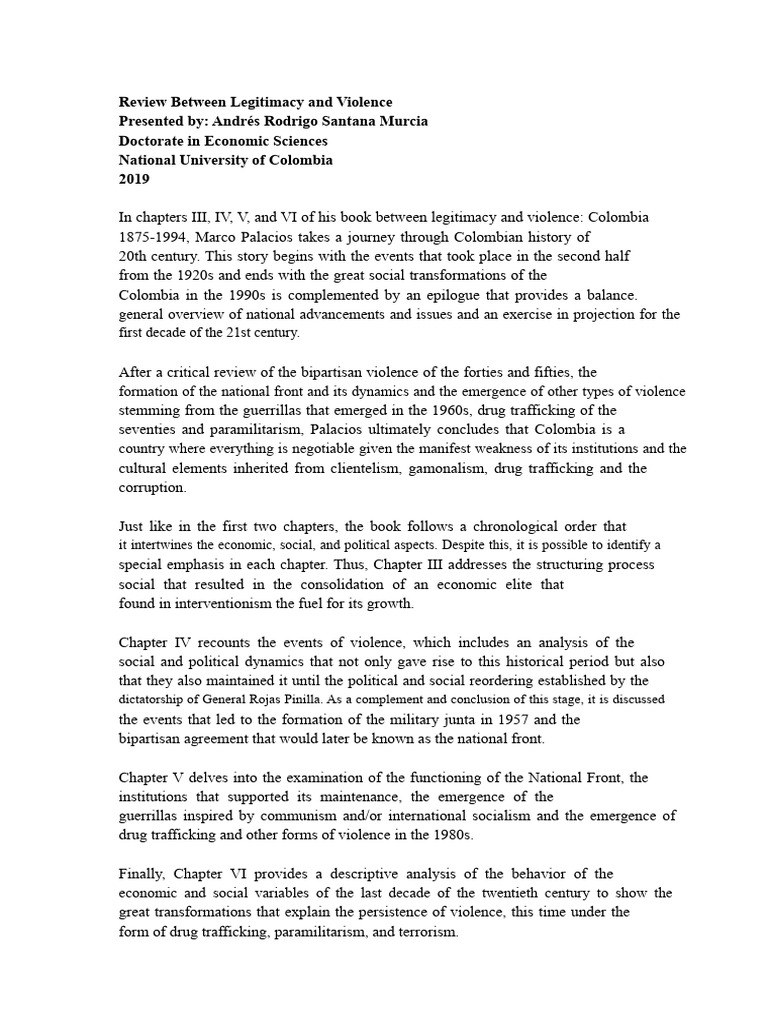 Colombia's History of Legitimacy and Violence | PDF | Political Science ...