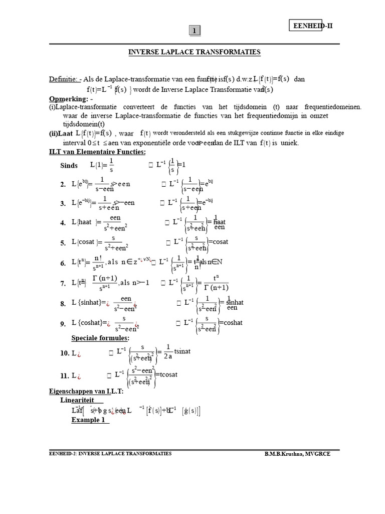 Inverse Laplace Transformaties | PDF