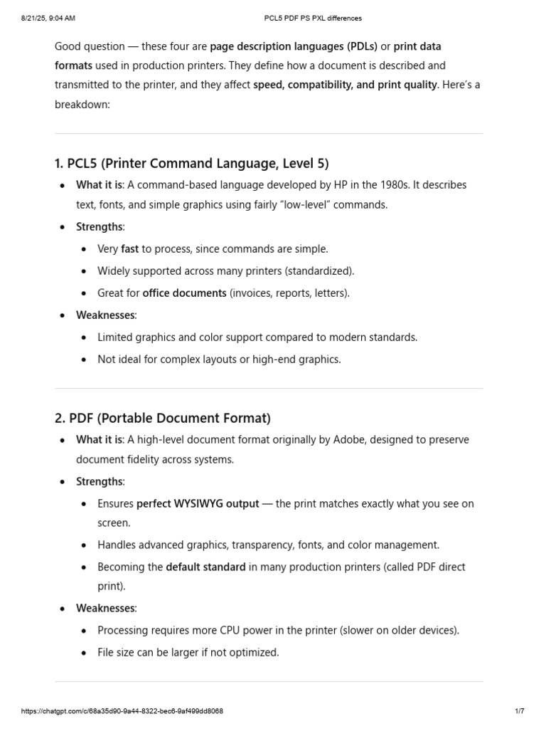 PCL5 PDF PS PXL Differences | PDF | Digital Technology | Graphic Design