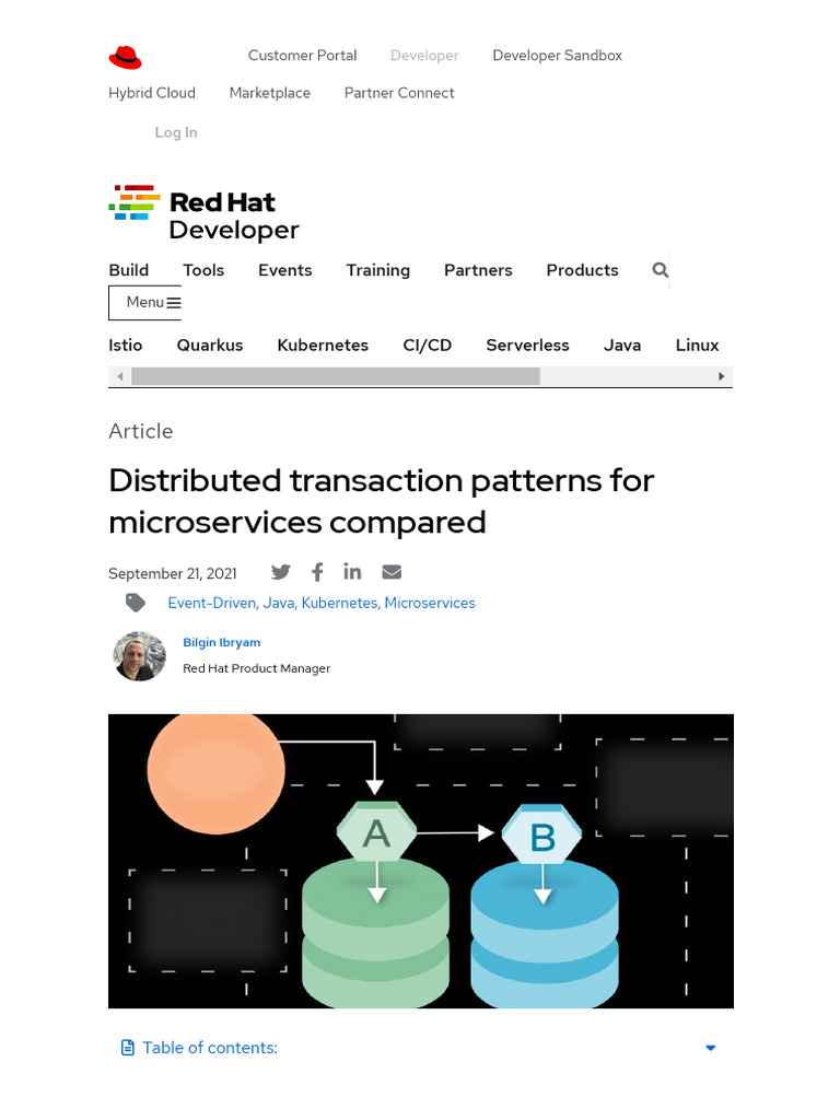 Distributed Transaction Patterns For Microservices Compared - Red Hat Developer | PDF | Database ...