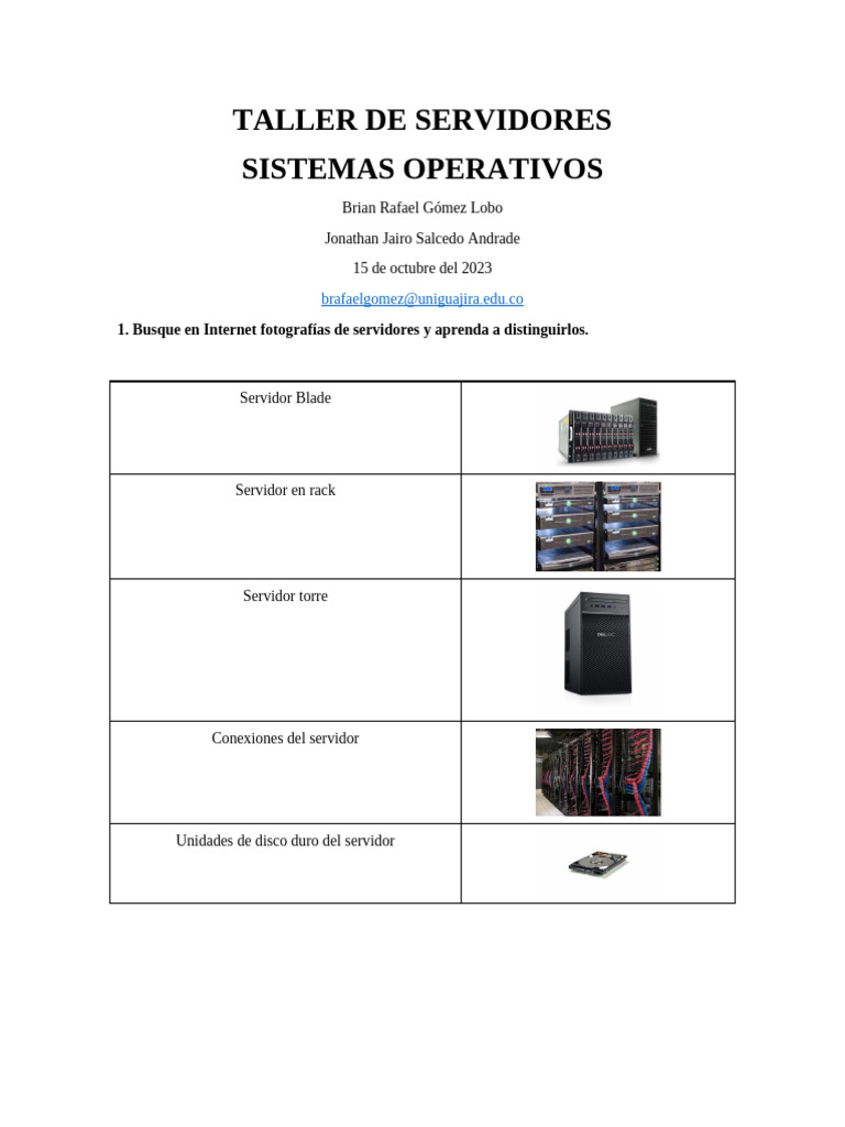 Tipos y Funciones de Servidores y SO | PDF | Servidor (Computación ...