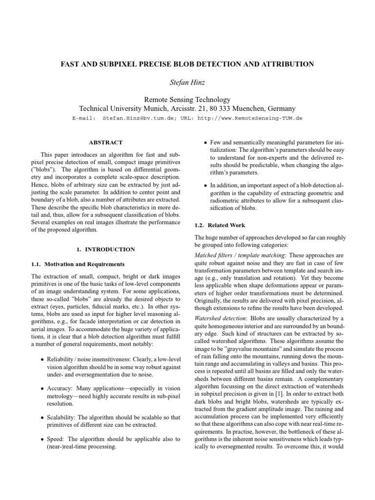 Fast and Subpixel Precise Blob Detection and Attribution | PDF | Algorithms | Teaching Mathematics