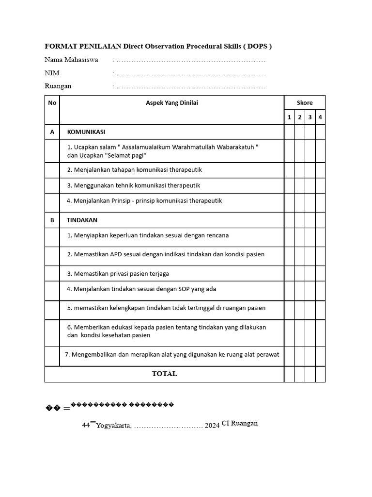 Format Penilaian Dops | PDF