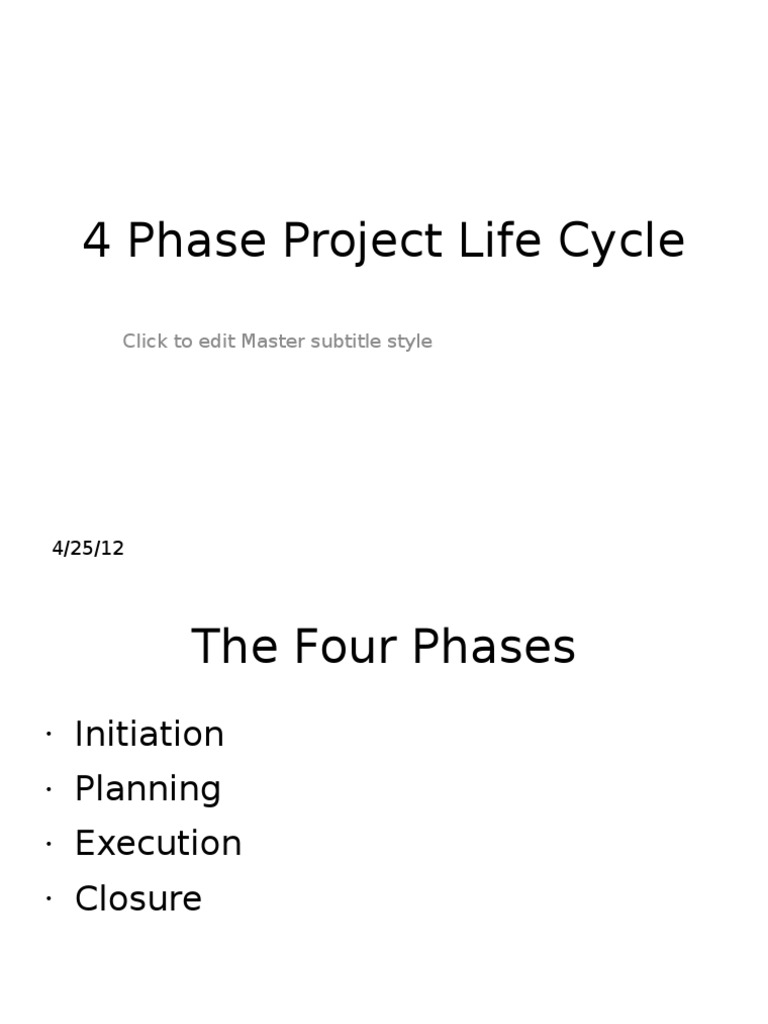 4 Phase Project Life Cycle: Click To Edit Master Subtitle Style | PDF