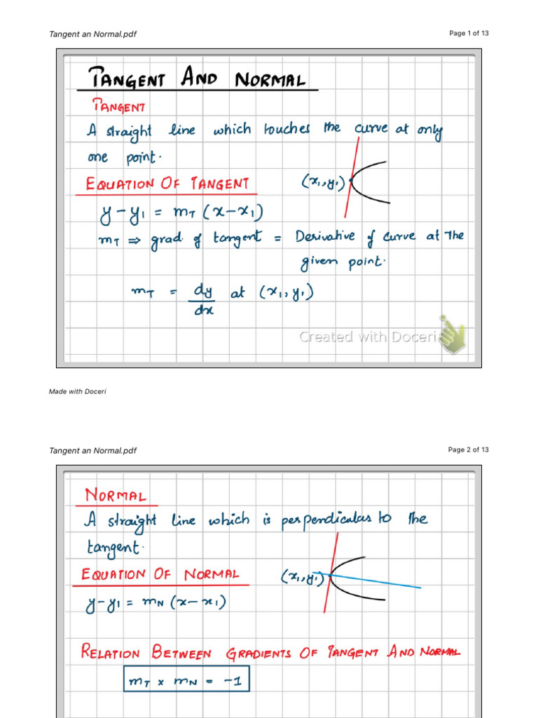 Understanding Tangents and Normals | PDF