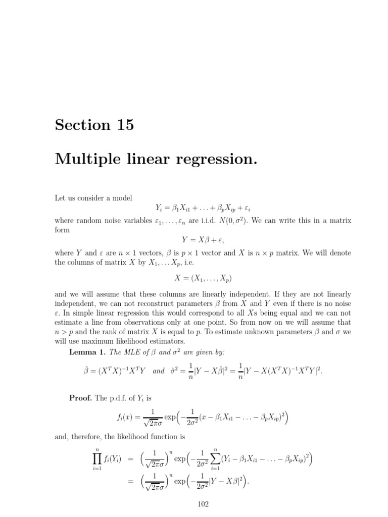 Section 15 | PDF | Linear Regression | Statistics