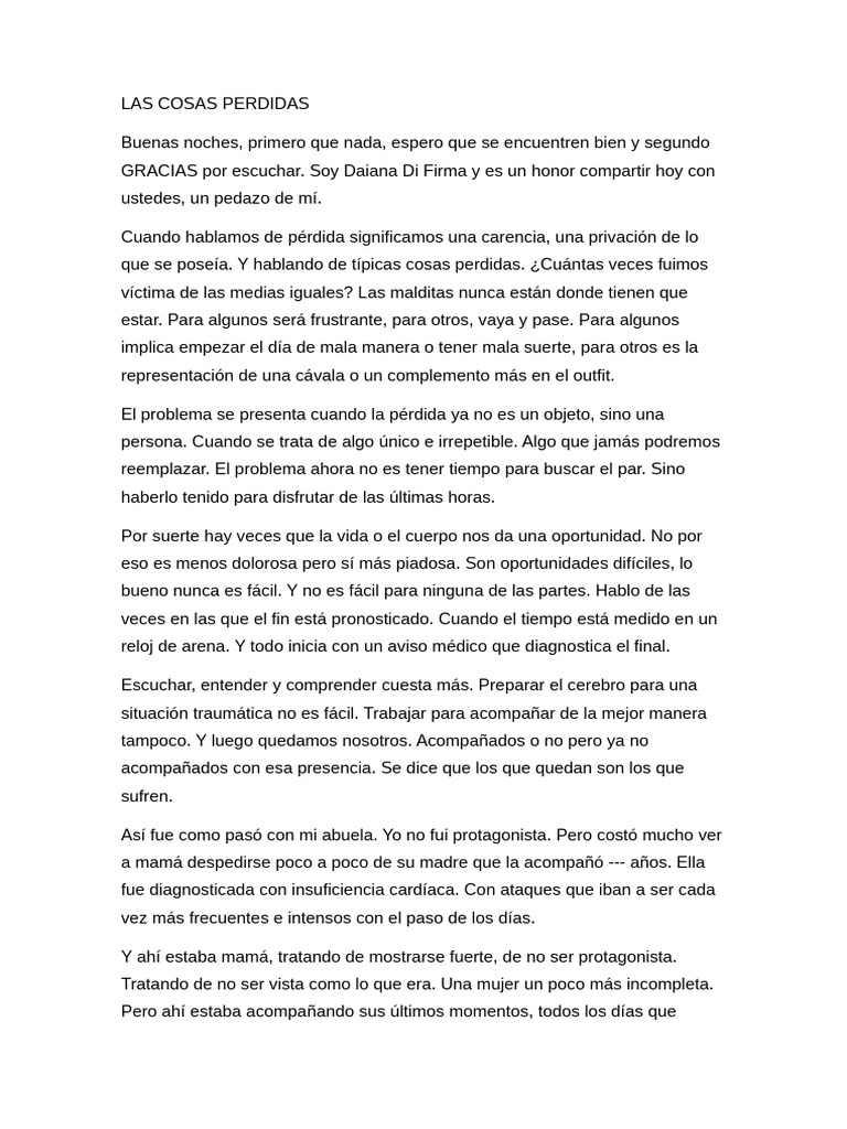 Reflexiones sobre la Pérdida y el Recuerdo | PDF