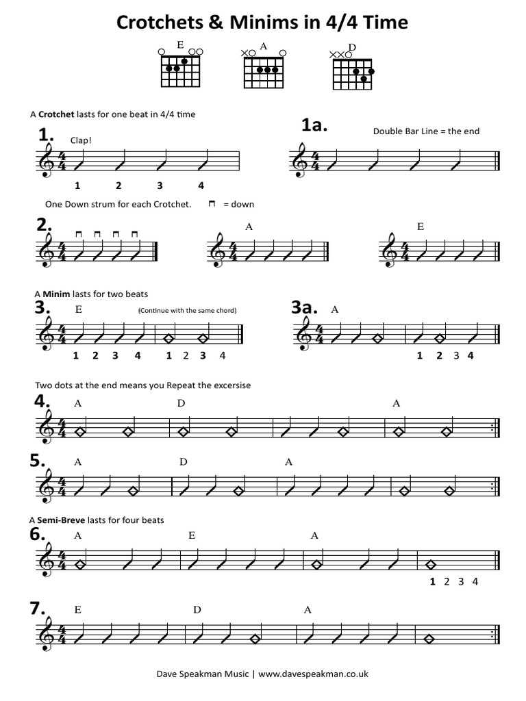 1a Crotchets & Minims in 4 4 Time | PDF | Chess Theory | Chess