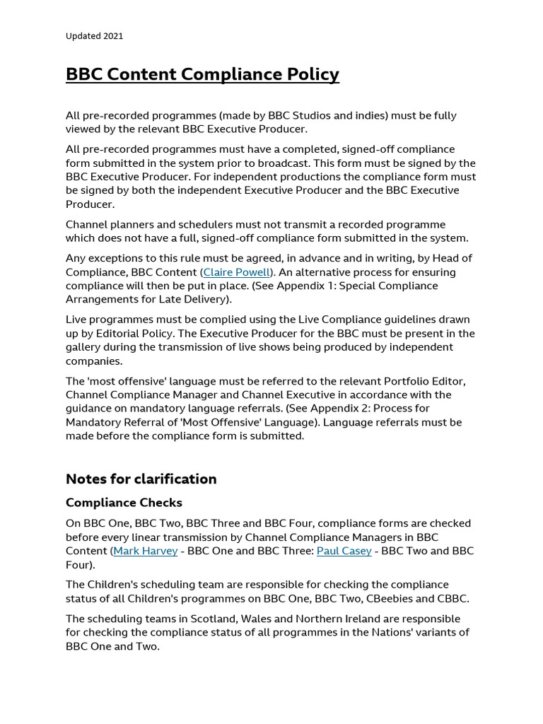 BBC Content Compliance Policy | PDF | Bbc | Regulatory Compliance