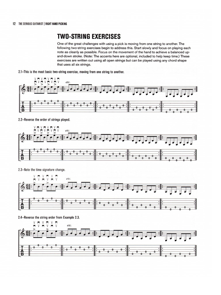 RH Picking - Two String Exercises (12) | PDF