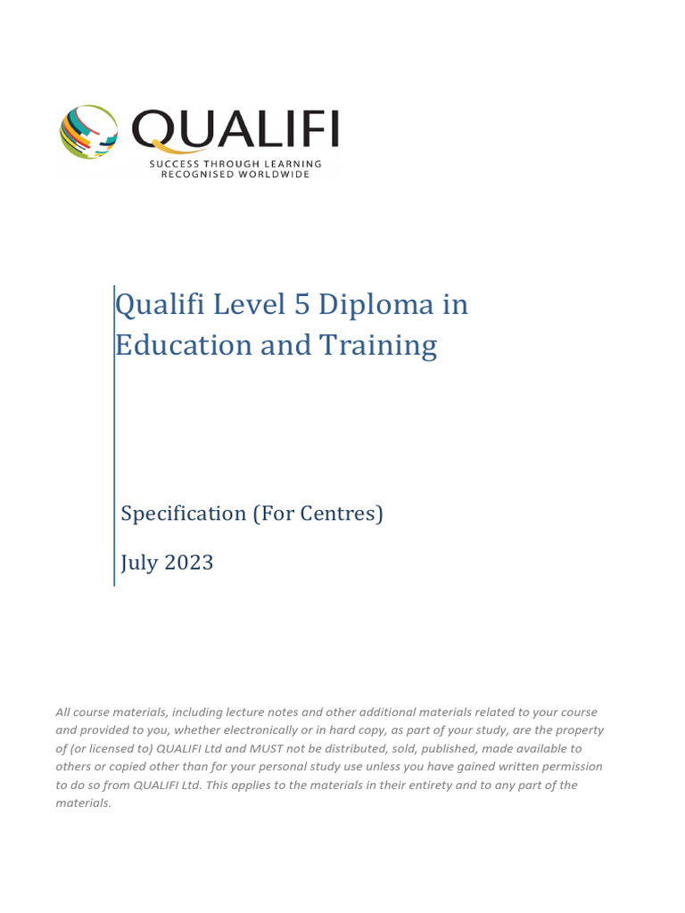 Qualifi Level 5 Diploma Overview | PDF | Learning | Educational Assessment