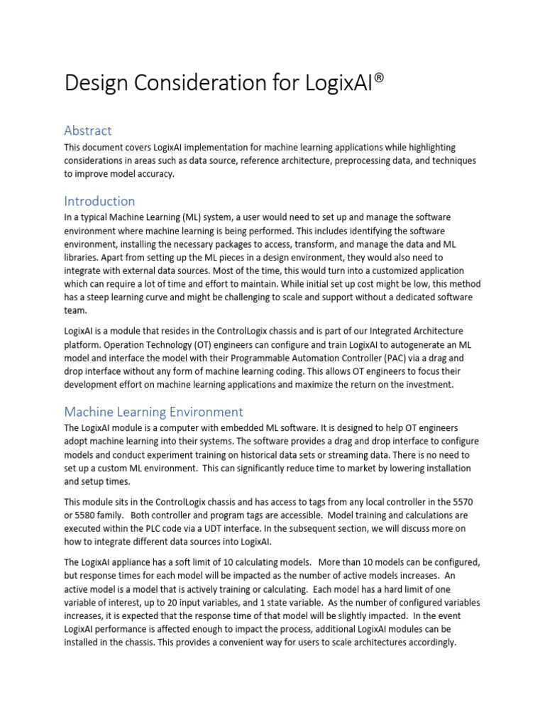 LogixAI® Machine Learning Design Guide | PDF | Machine Learning | Software